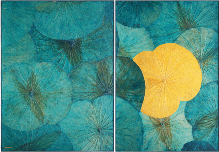 Tableau en Feuilles de Lotus | Mobilier Zen | Salon Zen | Chantal Charron